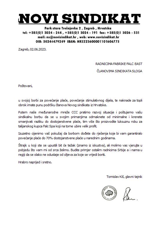 Novi sindikat iz Hrvatske podržava štrajk radnika u Falc Ist-u: "Budite ...